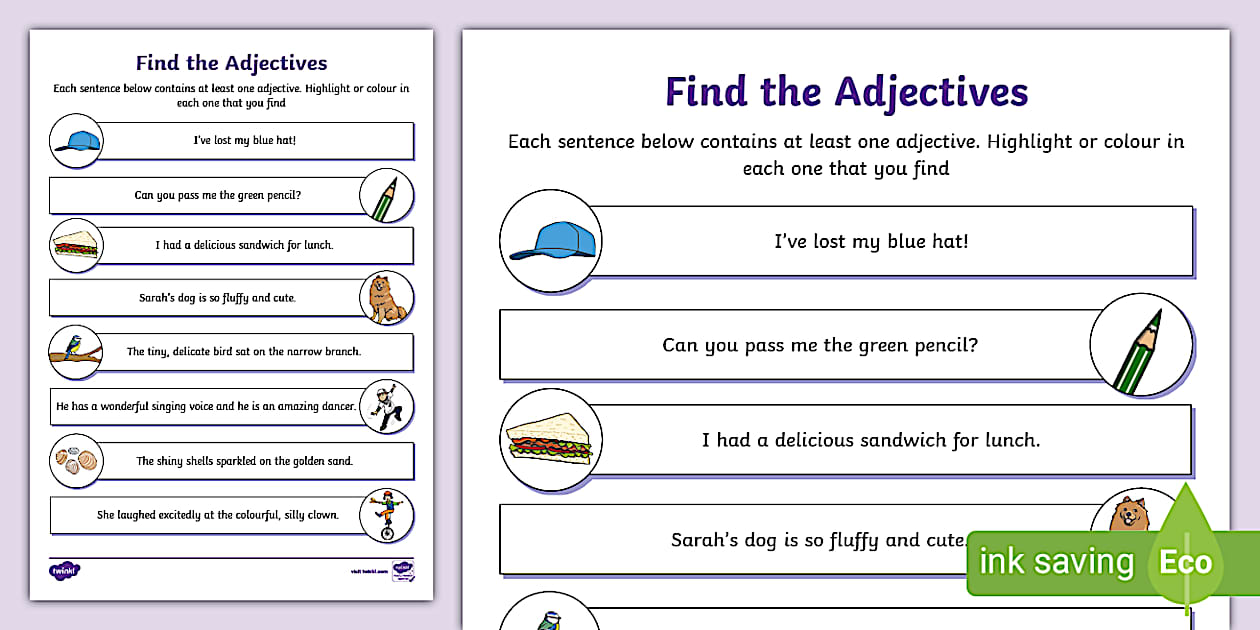 Find the Adjectives Activity Sheet (teacher made) - Twinkl