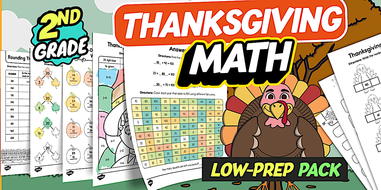 Thanksgiving Math Activities for 2nd Grade Pack | Twinkl USA