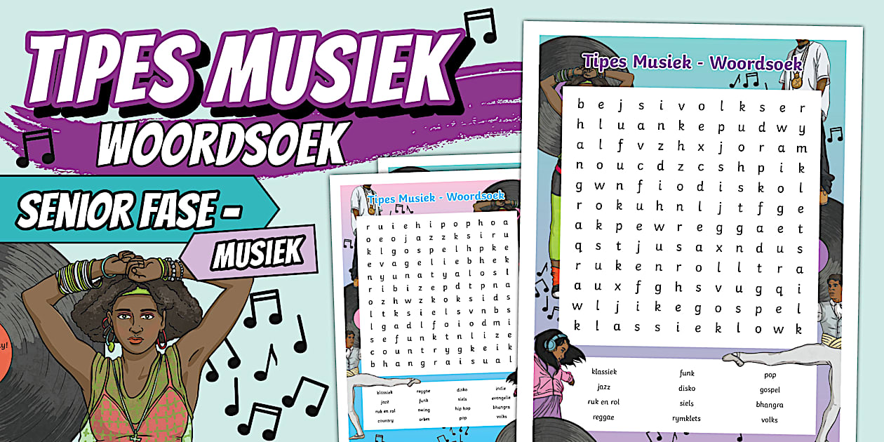 Senior Fase - Musiek - Tipes Musiek - Woordsoek