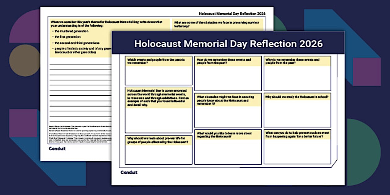Holocaust Memorial Day Reflection Sheet 2026