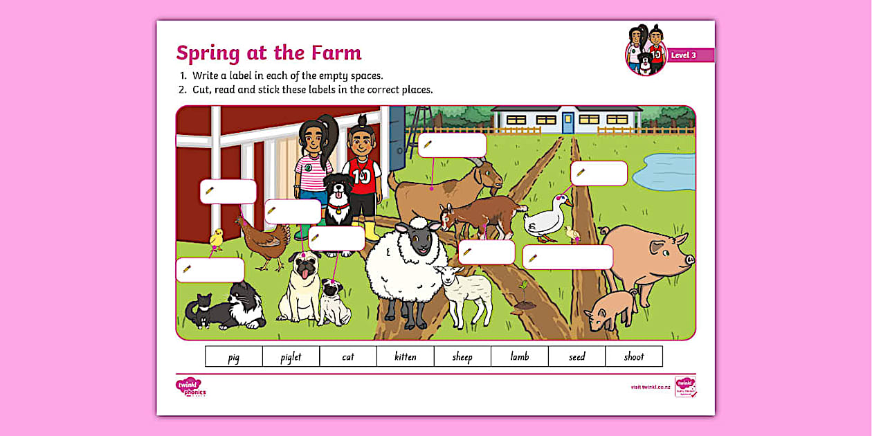 Twinkl Phonics Level 3 Spring at the Farm Picture Worksheet