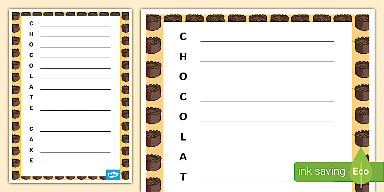 Chocolate Cake Acrostic Poem,chocolate cake poem - Twinkl