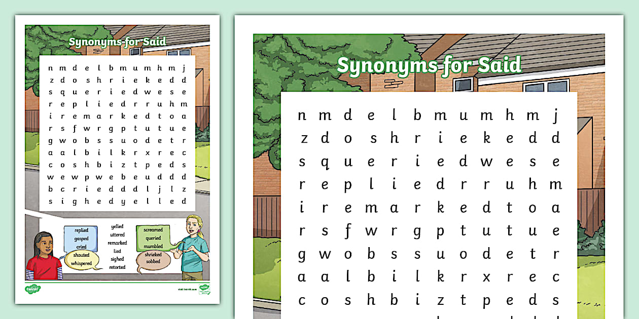 Synonyms for Said Word Search - KS2 (teacher made) - Twinkl