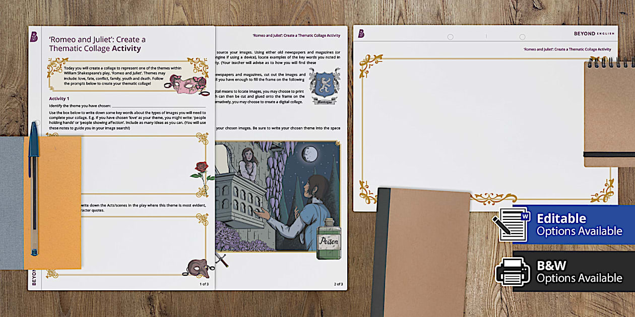 'Romeo and Juliet': Create a Thematic Collage (teacher made)