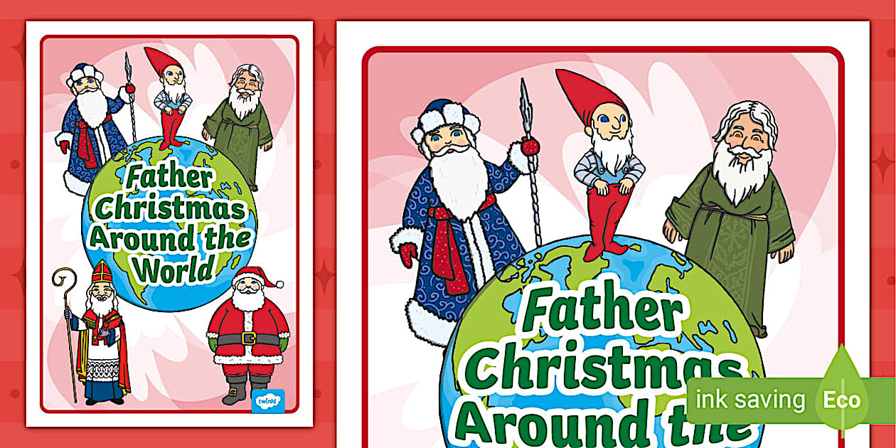 Father Christmas Around the World Display Poster