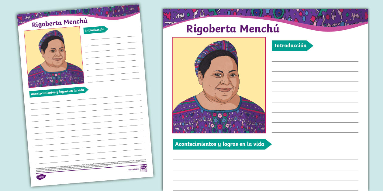 Ficha de actividad: Biografía de Rigoberta Menchú - Twinkl