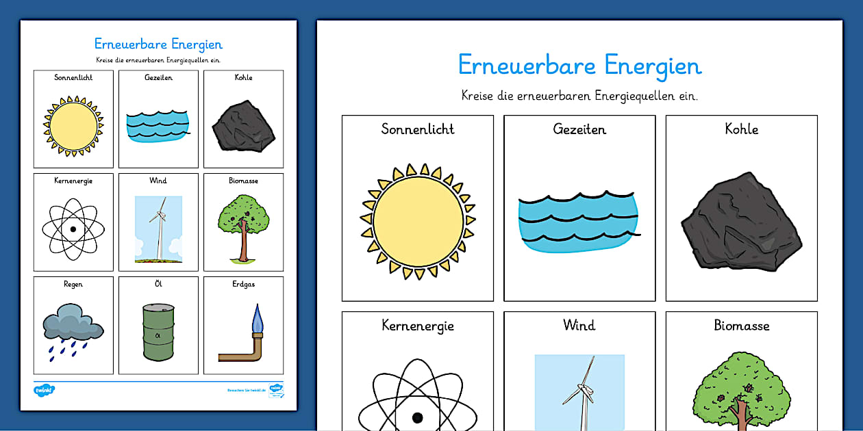 Erneuerbare Energiequellen - Arbeitsblatt (teacher made)