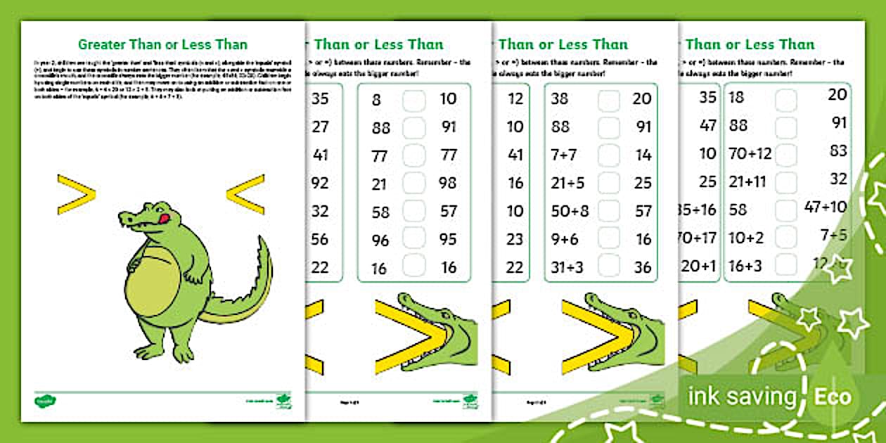 👉 Greater Than and Less Than Worksheets (Ages 5