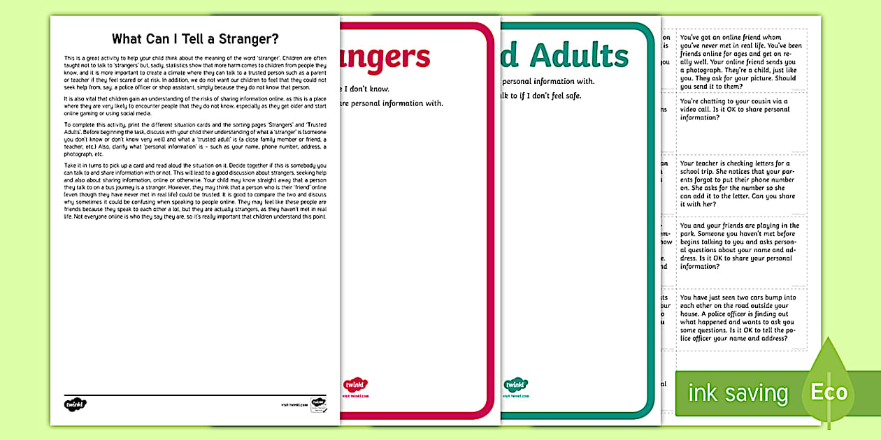 KS1 What Can I Tell a Stranger? Worksheet (teacher made)