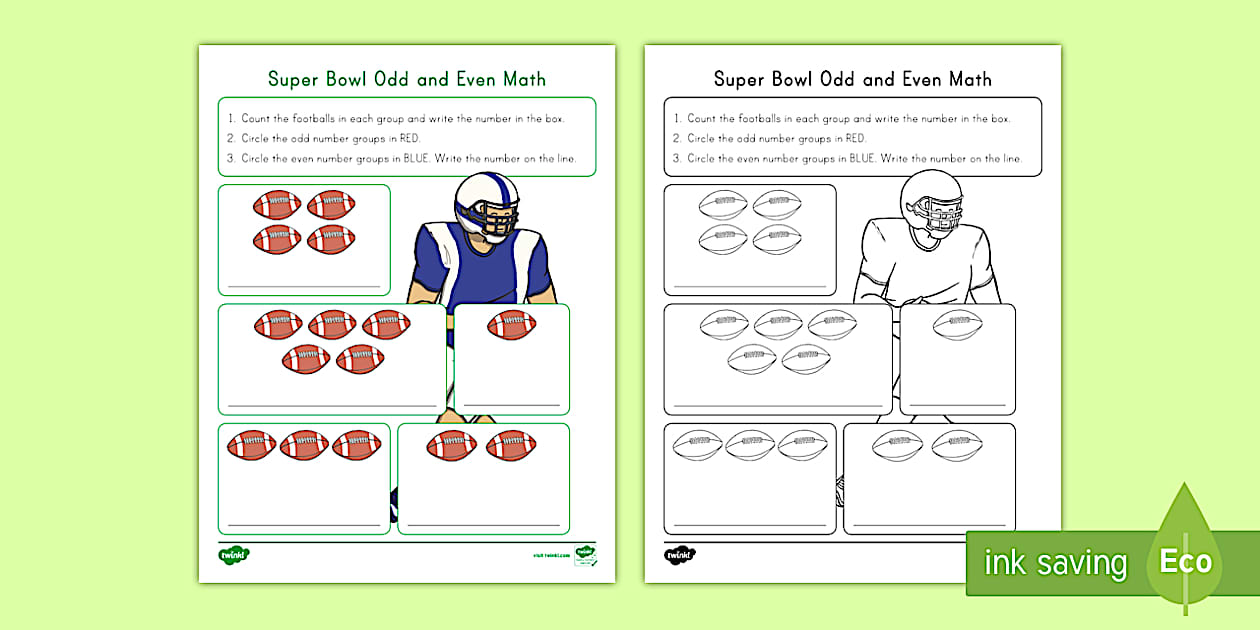 Super Bowl Math Worksheet for K-2nd Grade | Twinkl USA