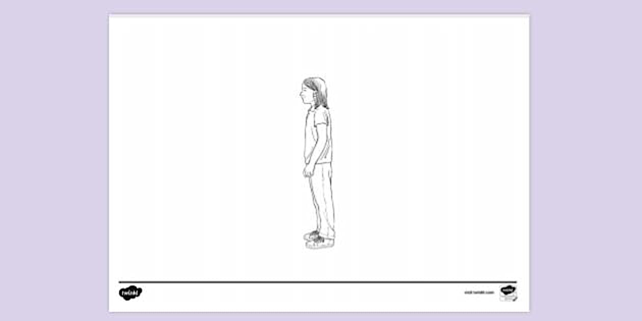 Girl Standing Side View | KS1 Colouring Sheets | Twinkl