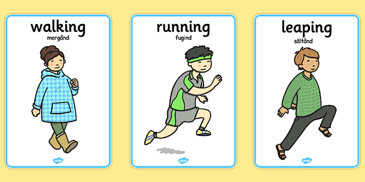 👉 PE Physical Action Cards Romanian Translation - Twinkl