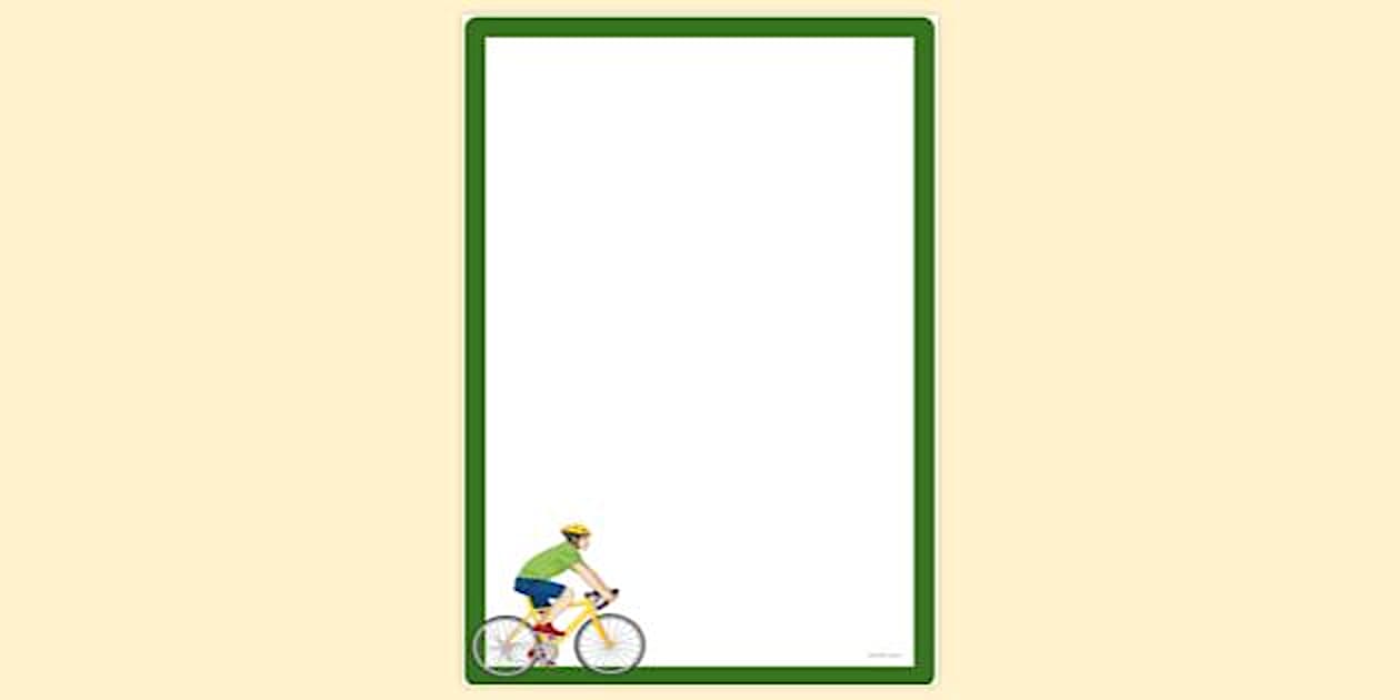 Simple Blank Cyclist Boy Riding Bike Page Border | Page Borders | Twinkl