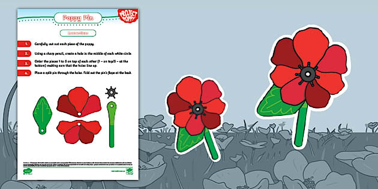 Project Poppy – Poppy Pin - Remembrance Day - Twinkl