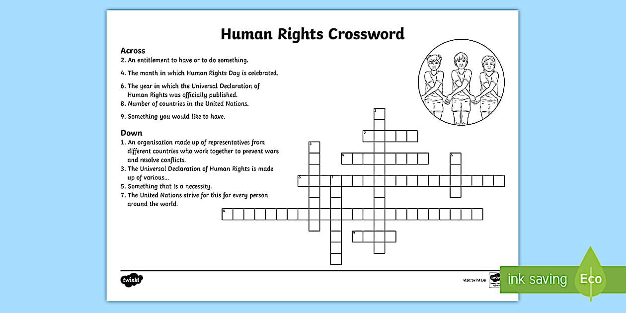 Human Rights Day Crossword (teacher made) - Twinkl