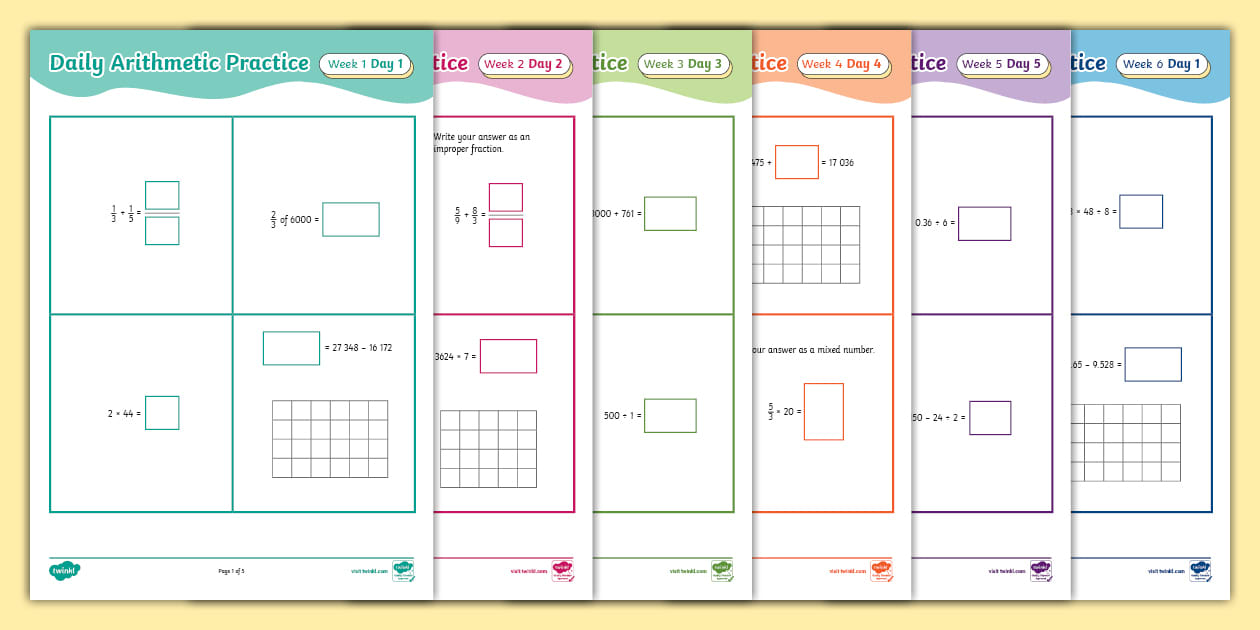 👉 Year 6 Summer 1 Daily Arithmetic Practice Pack - Twinkl