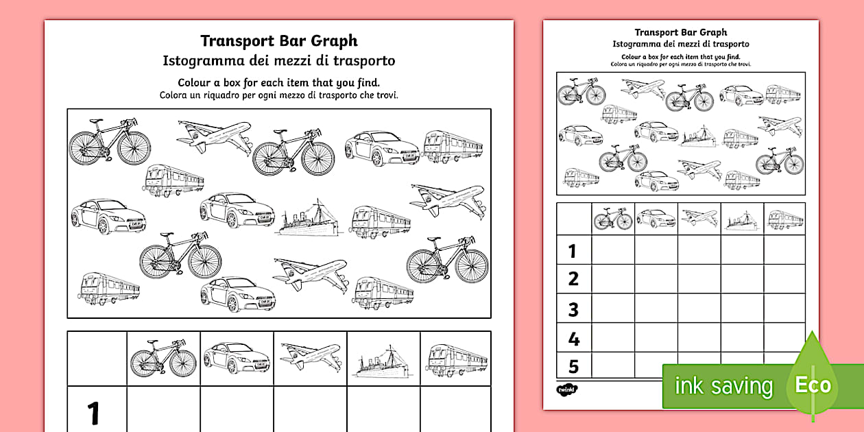 Transport Bar Graph Worksheet English/Italian - Transport Bar Graph ...