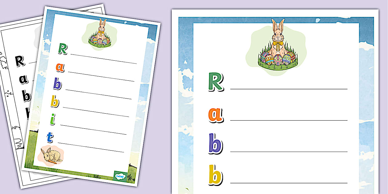 Rabbit Acrostic Poem Template (teacher made) - Twinkl