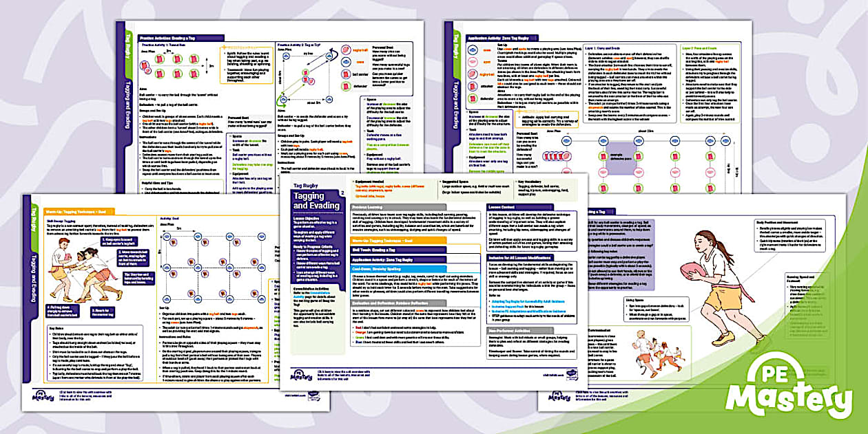 PE Mastery: Tag Rugby Lesson 2 - Tagging and Evading