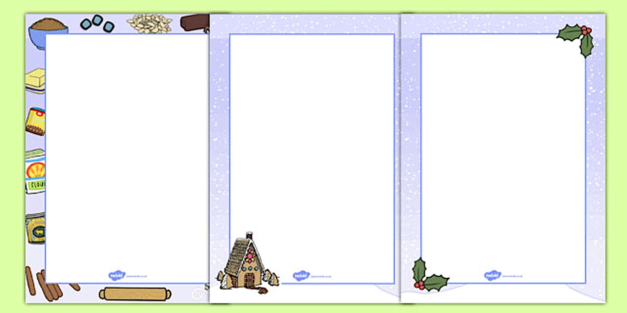 Gingerbread House Recipe Instructions Page Borders - page borders
