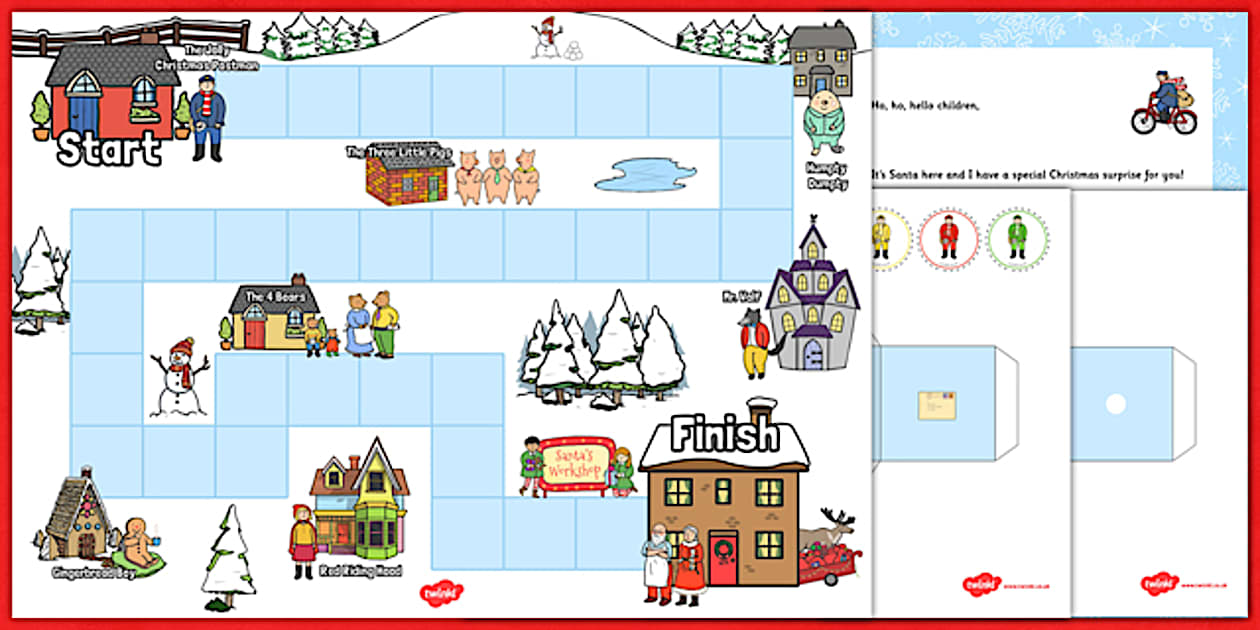 Christmas Postman Board Game to Support Teaching on The Jolly Christmas