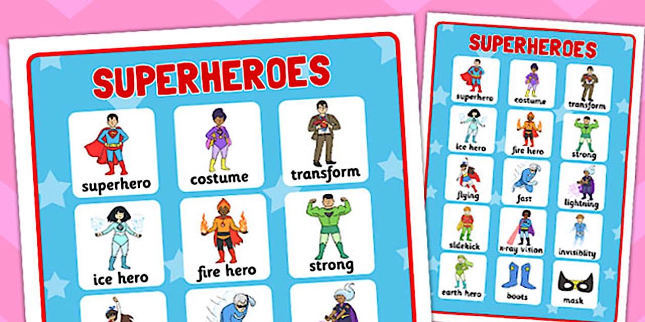 Superhero Vocabulary Mat (teacher made) - Twinkl