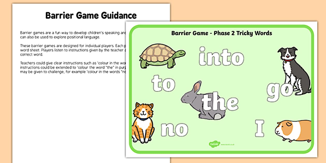 Phase 2 Difficult Words Barrier Activity Worksheet - Twinkl