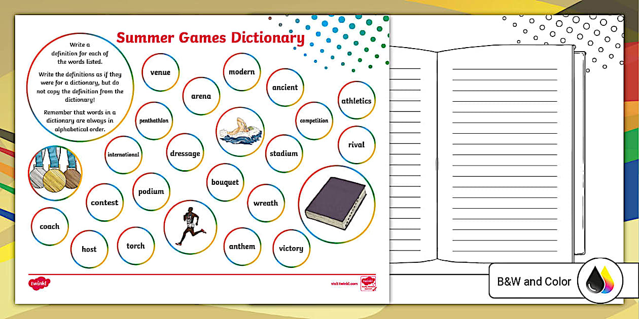 Olympics Words Worksheet Sheet for Kids | Twinkl USA