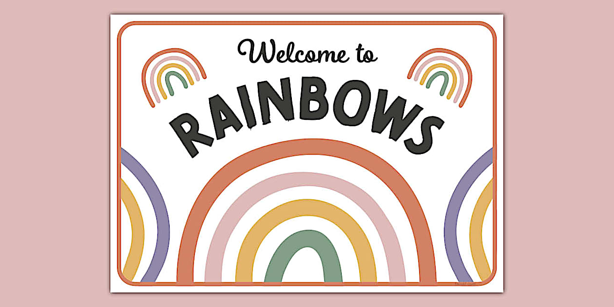 Muted Rainbow-Themed Welcome to Rainbows Display Poster