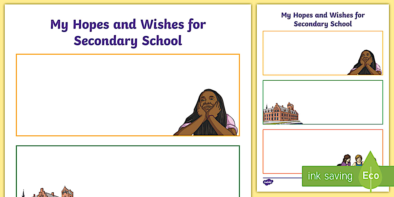 My Hopes and Wishes for Secondary School Worksheet / Worksheet