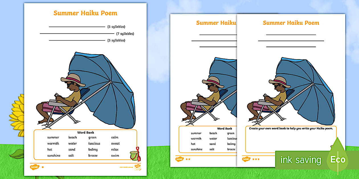 Summer Haiku Poem Differentiated Worksheets | Twinkl