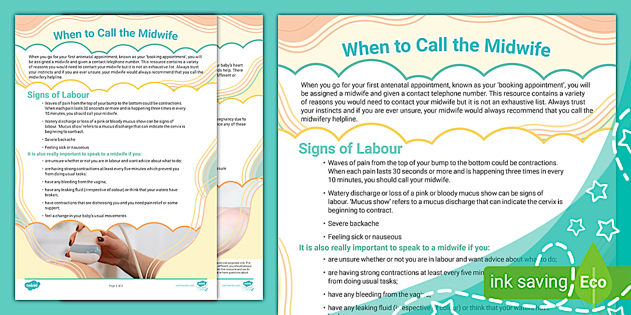 Pregnancy Guide: When to Call the Midwife (teacher made)