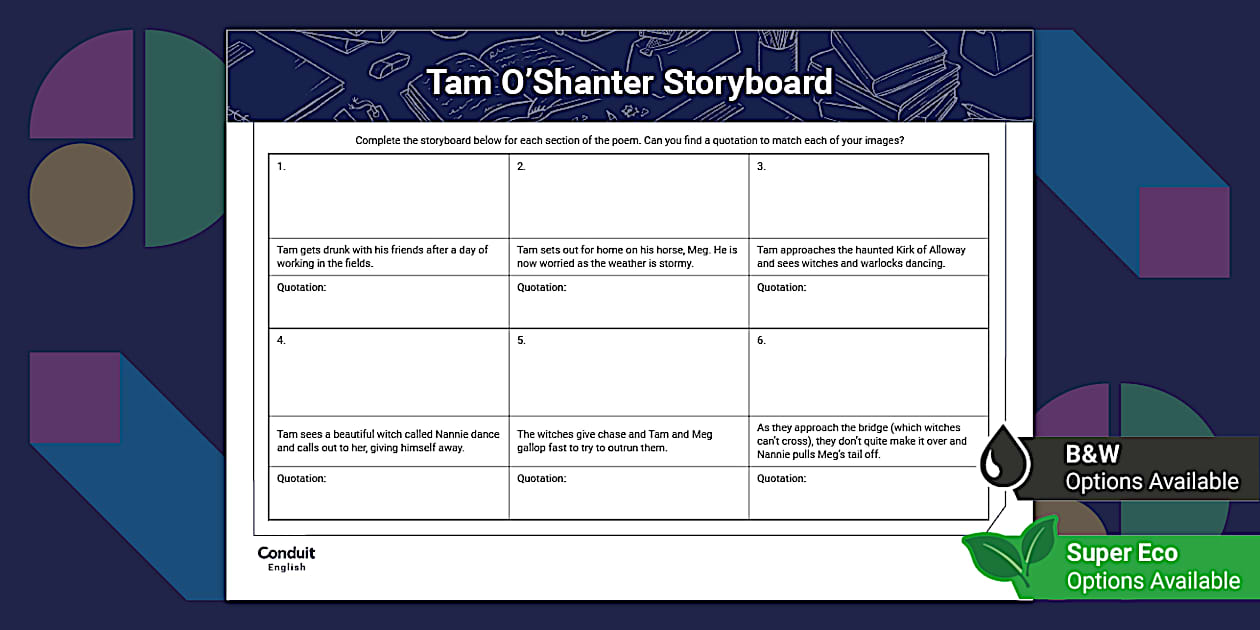 Tam O'Shanter Storyboard (teacher made) - Twinkl