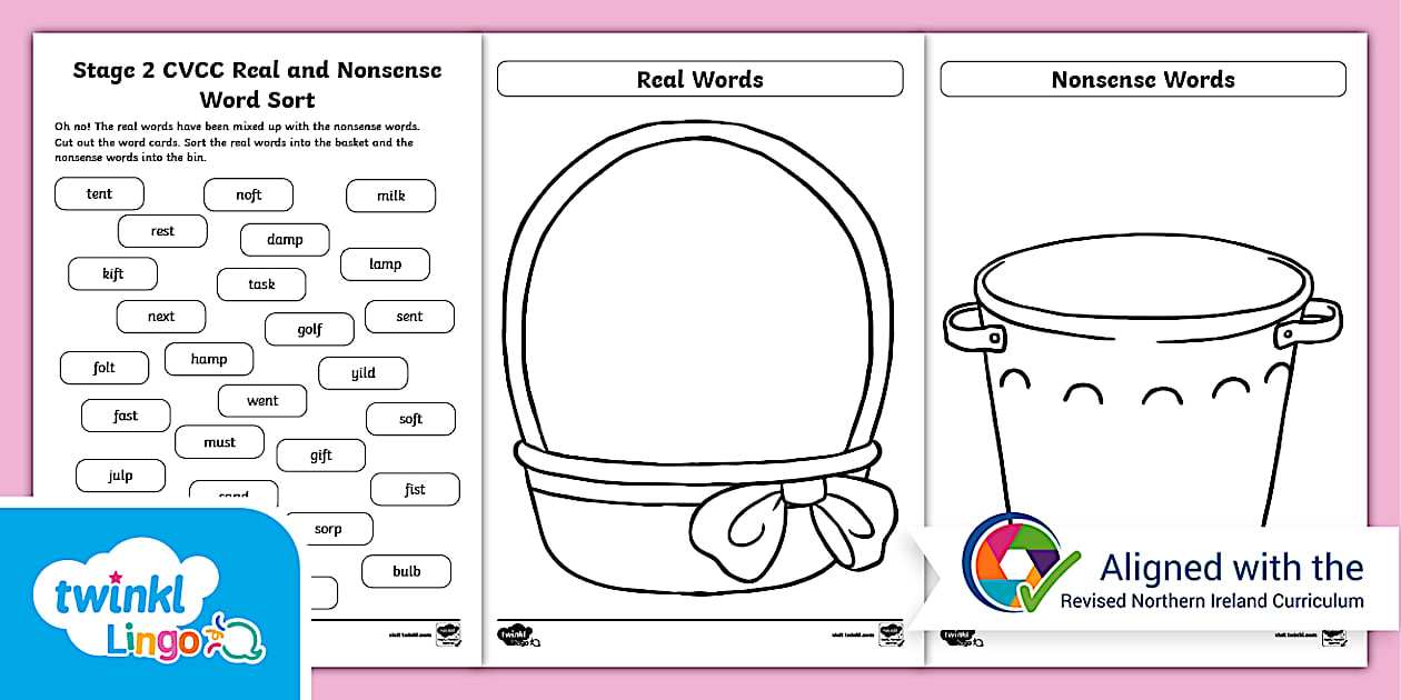 Linguistic Phonics Stage 2 CVCC Real and Nonsense Word Sort