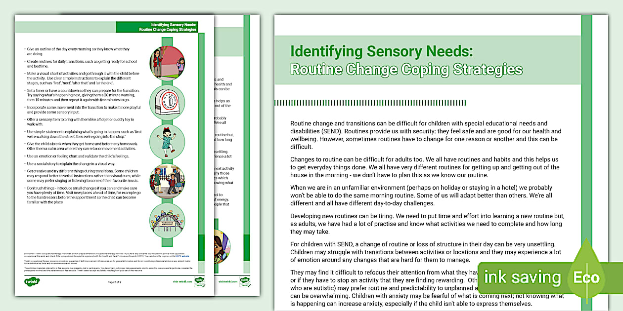 Identifying Sensory Needs: Routine Change Coping Strategies