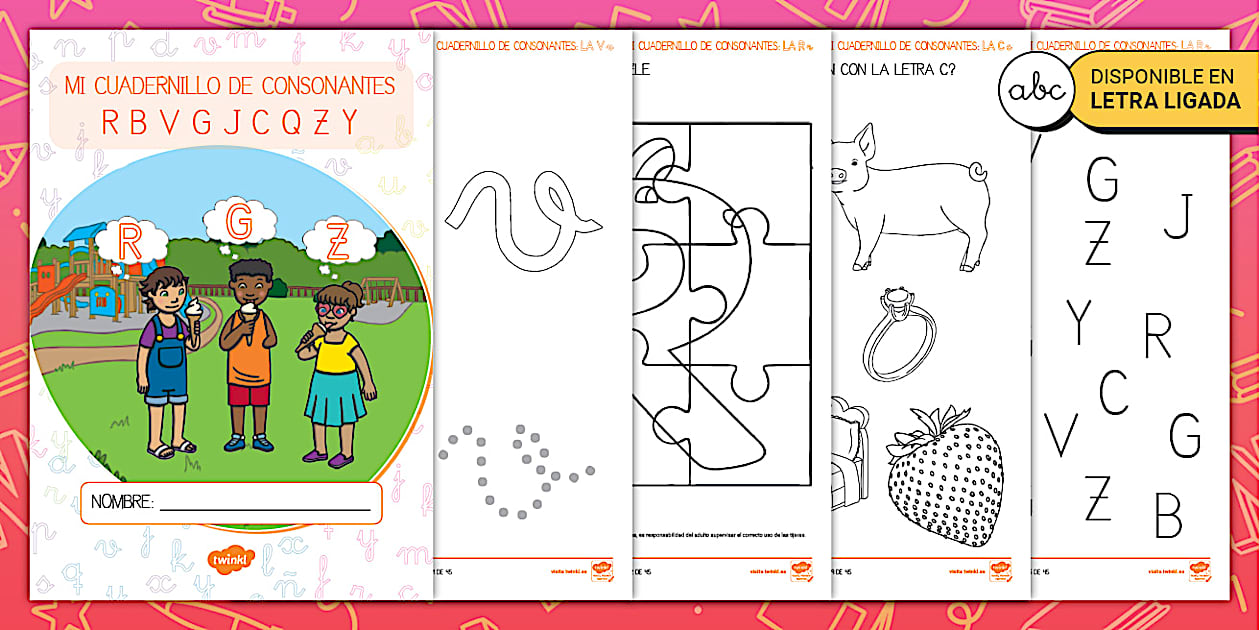 Cuadernillo: Las consonantes R B V G J C Q Z Y - Educación Infantil