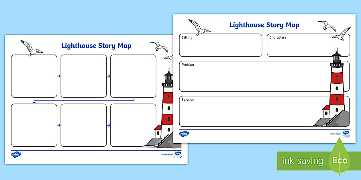 Lighthouse-Themed Story Map Worksheets - Twinkl
