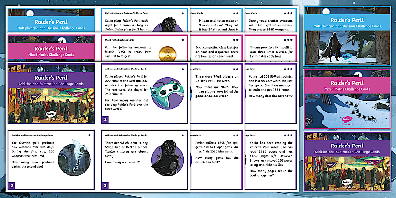 KS2 Differentiated Maths Challenge Cards (KS2 Fantasy Story 'Raider's ...