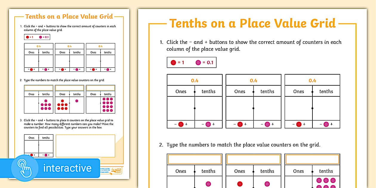 👉 White Rose Maths Supporting Y4: Tenths on a Place Value Grid