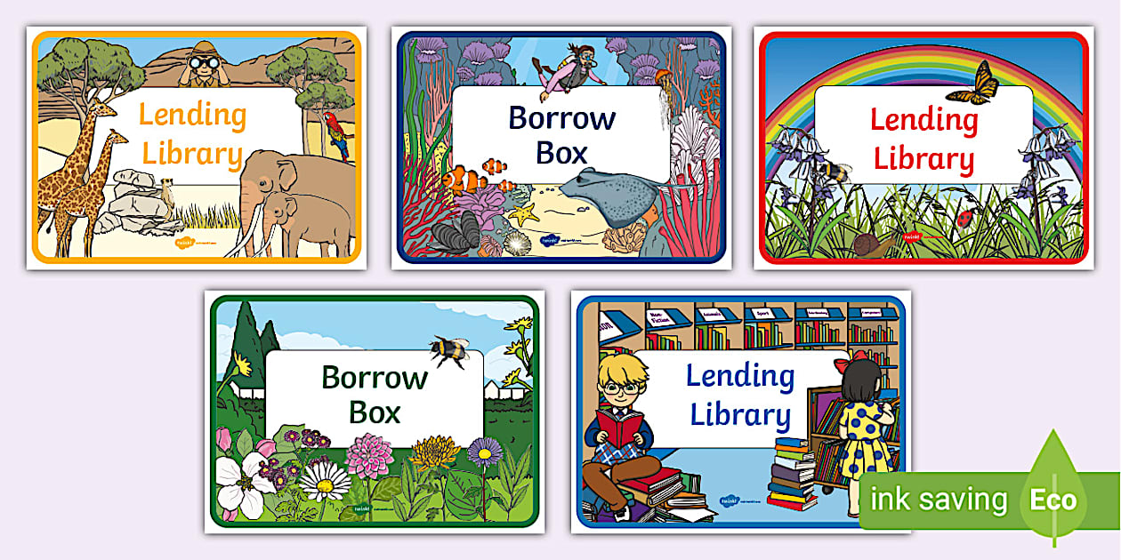 Borrow Box and Lending Library Signs (teacher made) - Twinkl