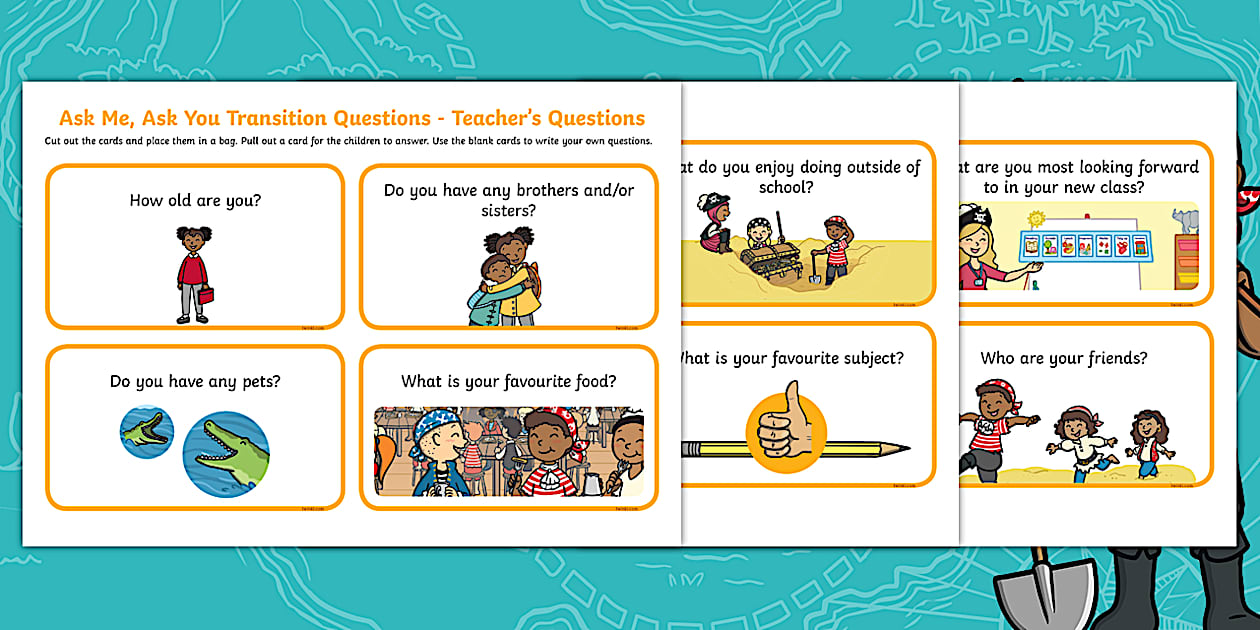 Jake's First Day Transition Teacher Question Cards