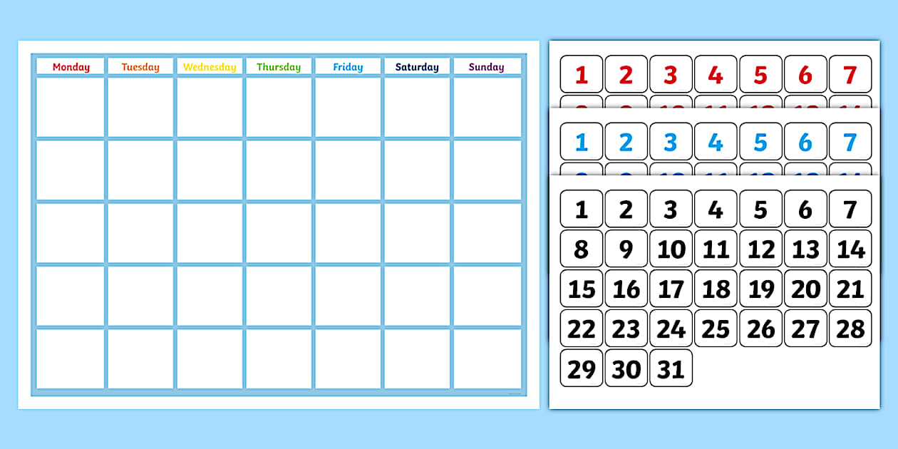 A4 Weekday Calendar Pack - Primary Resources (teacher made)