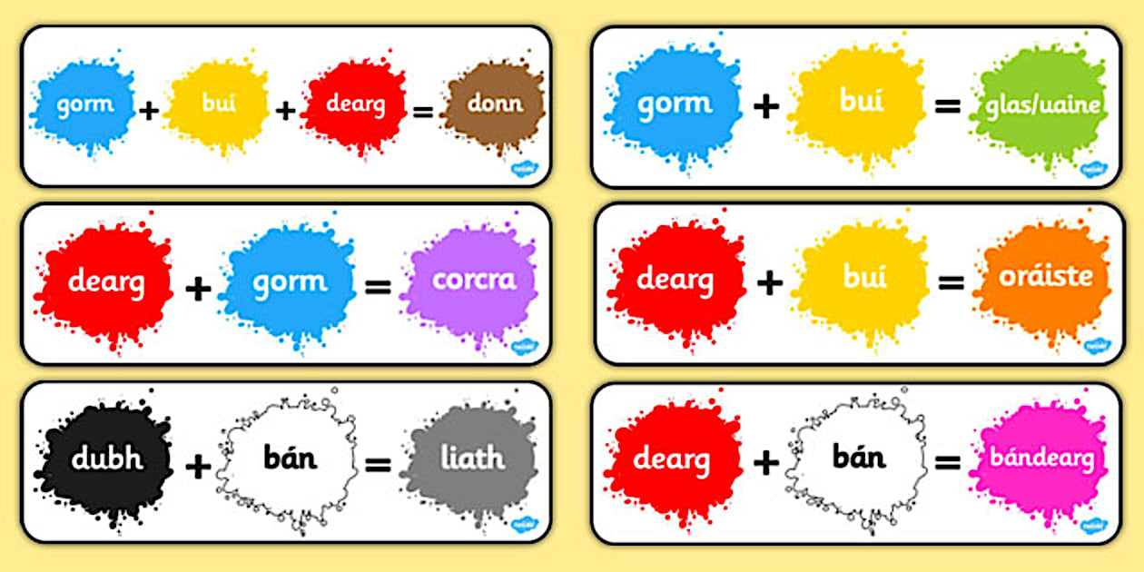 Colour Mixing Pack Gaeilge (teacher made) - Twinkl