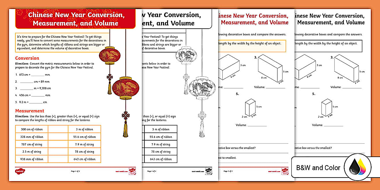 Fifth Grade Chinese New Year Conversion, Measurement, Volume