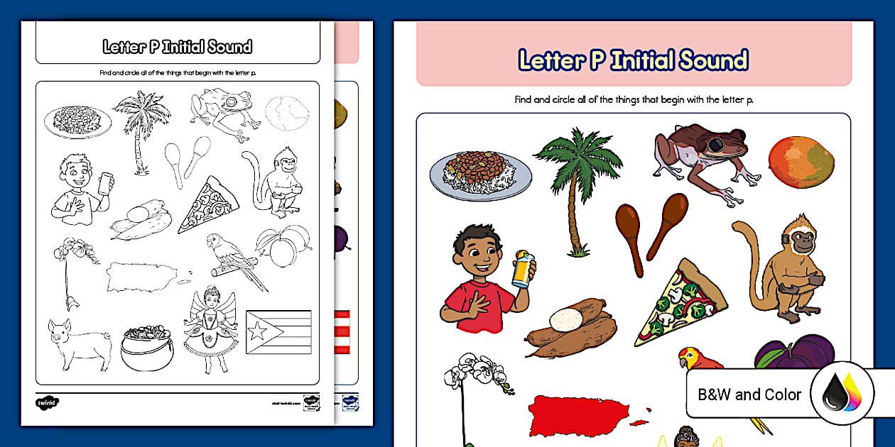 Puerto Rico Initial Sound Worksheet | Resources | Twinkl USA