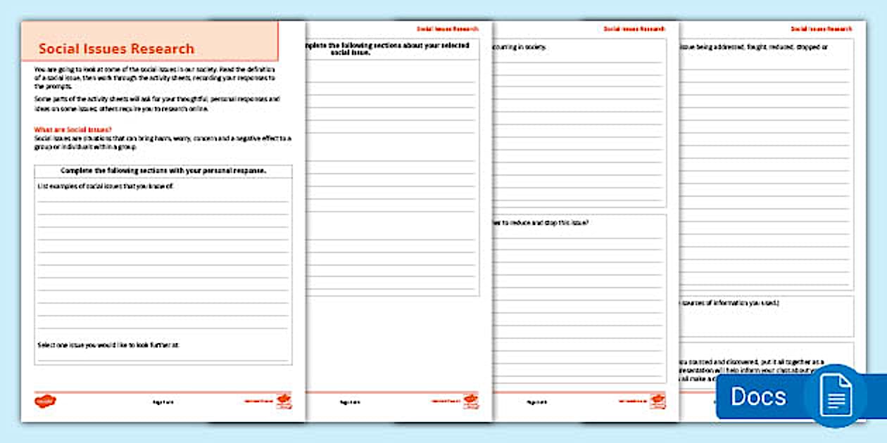 Years 7-8 Social Sciences Do Skills: Social Issues Research