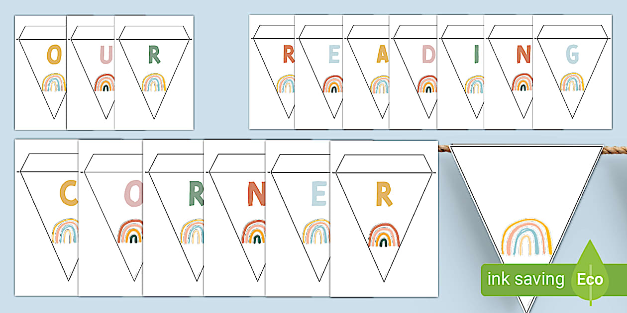 Muted Rainbow Our Reading Corner Bunting - Twinkl - KS1