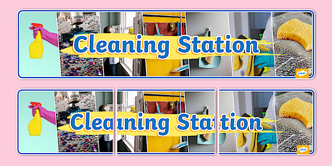 Cleaning Station Photo Display Banner (Teacher-Made)