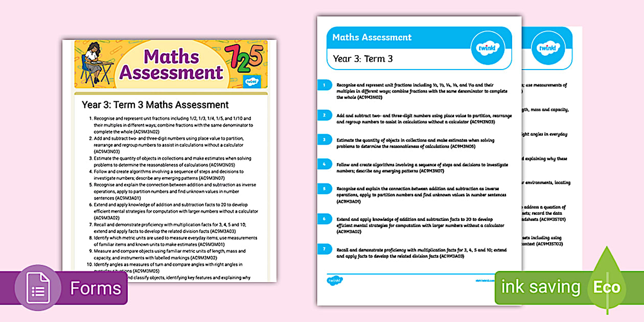 Year 3 Term 3 Maths Assessment - Primary Students - Twinkl