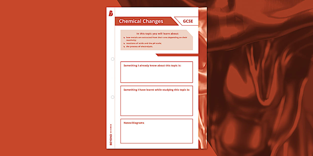 GCSE Chemical Change Topic Title Page - Twinkl